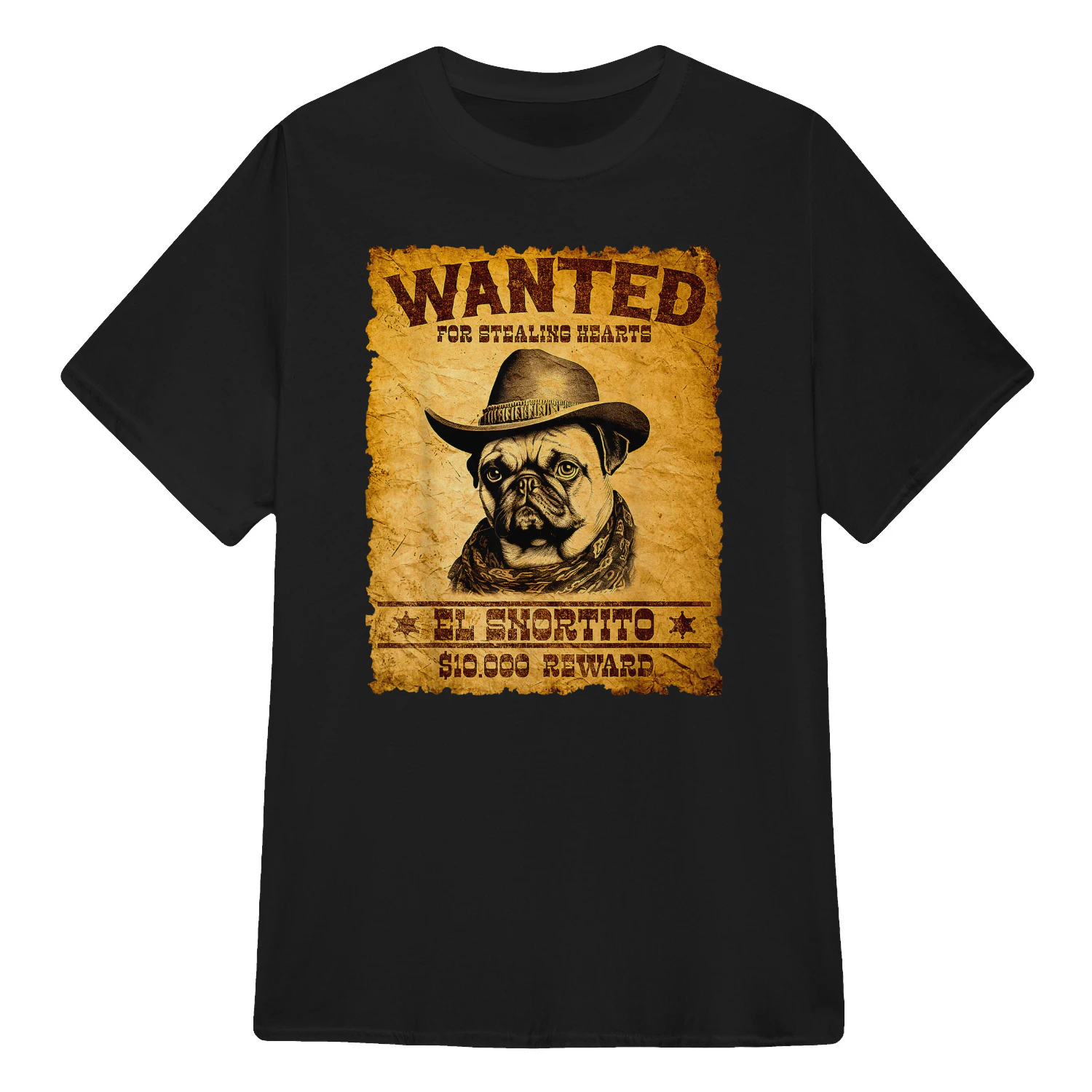 Pug Wanted Poster Cowboy